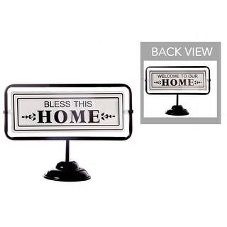 12 Inch Metal Tabletop Flip Sign, BLESS THIS HOME Print, Black, White ...