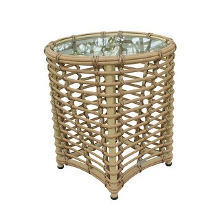 Renava Sandra Outdoor Beige Wicker End Table - Bed Bath & Beyond - 40517720