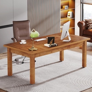 71 Inch Executive Desk, Farmhouse Computer Desk For Home Office - Bed ...