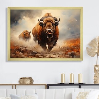 Designart "Native Buffalo Mesmerizing I" Native American Art Framed ...