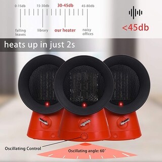 10.3 in. Red Mini Tower Fan,Heat-Cold Air Cooler with Adjustable Speeds ...