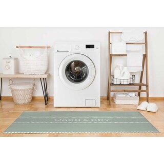 WASH & DRY STRIPE Laundry Room Mat in Sage - Bed Bath & Beyond - 39123494