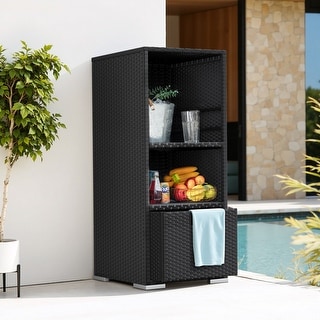 Homall Rattan Pool Towel Rack Wicker Deck Box Waterproof Storage ...