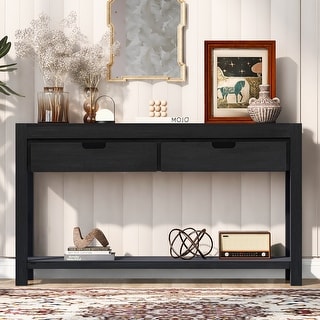 Black Console Entryway Table with 2 Drawers and Shelf - Bed Bath ...