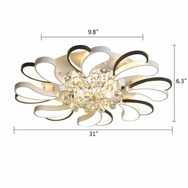Flower Shaped Crystal LED Ceiling Lamp Dimmable with Remote Control ...
