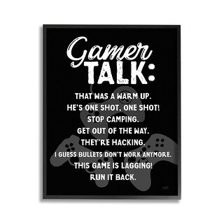 Stupell Gamer Talk Phrases Framed Giclee Art Design By Lux + Me Designs ...