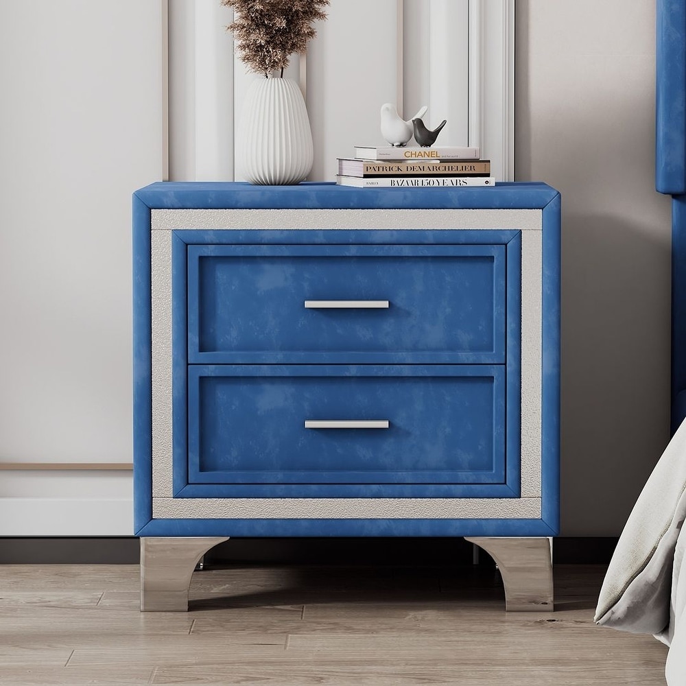 metal bedside table blue