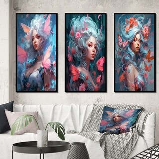 Designart "Playful Elfish Girl Pastel Butterflies Flowers III" Fashion ...