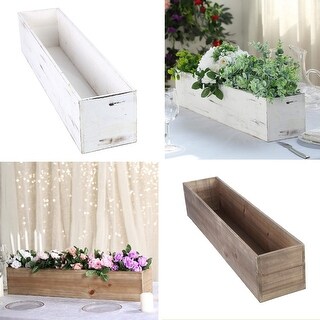 Rustic Wood Rectangular Planter Boxes 30x6-Inch - Bed Bath & Beyond ...