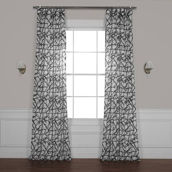 Exclusive Fabrics Matrix Printed Faux Linen Sheer Curtain (1 Panel ...