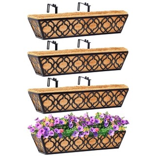 4pcs 24 Inch Window Deck with Coconut Coir Liner, 24"Railing Planter ...