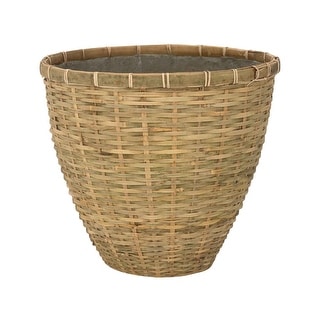 Pottery Pots Round Bamboo Cement/Bamboo Indoor Outdoor Diego Planter ...