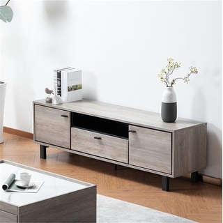 Gray Oak Finish Particle Board TV Stand with Storage Space - Bed Bath ...