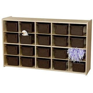 Contender Classroom Storage Shelf with 20 Brown Bins, Kids Toy Storage ...