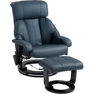 Blue Massage Recliner Chair with Ottoman, 360° Swivel, Vibration ...