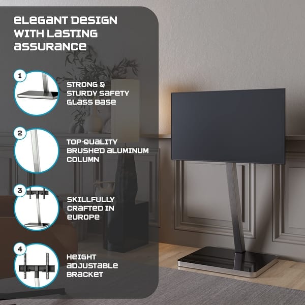 SONOROUS PL-2700 Luxury Mount Bracket TV Floor Stand with Tempered Glass Base - Supports Swivel ...