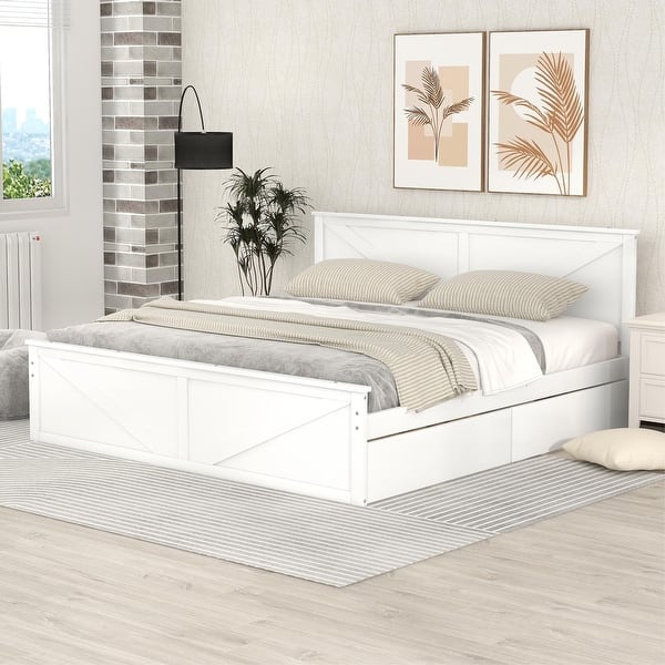 white frame double bed