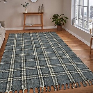Carbon Loft Whishaw Blue Jute Handspun Plaid Area Rug - Bed Bath ...
