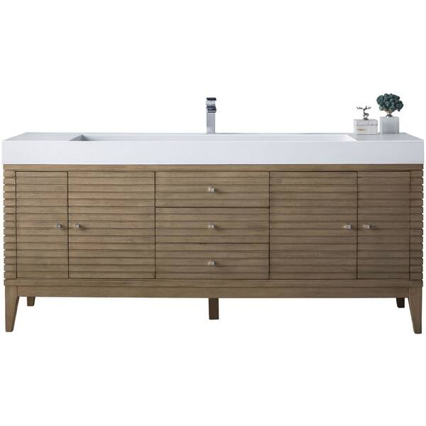 James Martin Vanities Linear 72" Single Basin Wood Vanity Set with ...