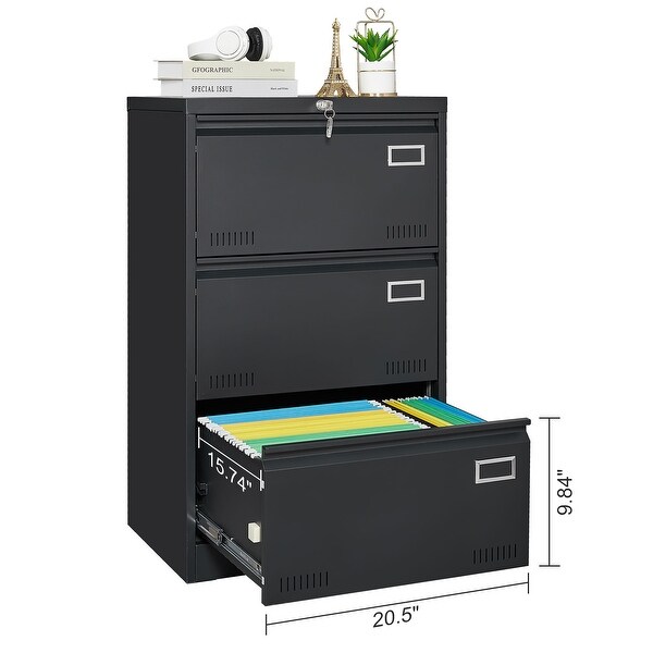 Locking lateral file cabinet store