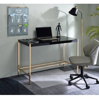 Fashionable Writing Desk with Stable Construction and USB Port, Black ...