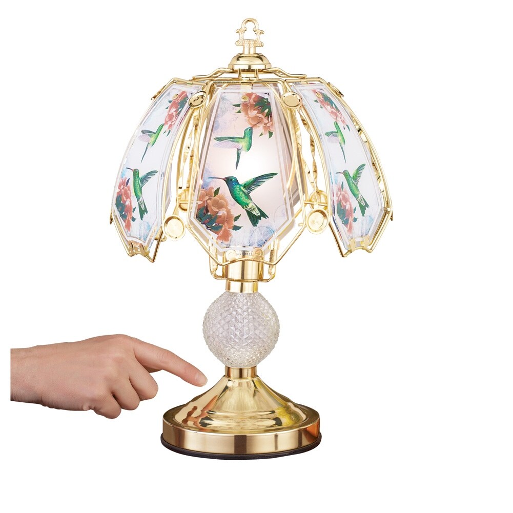 Rose Bouquet Gold-Tone Table Touch Lamp - 10.750 x 10.500 x 7.000 - On ...