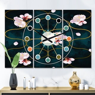 Designart 'Retro Pink Flower Pattern II' Oversized Mid-Century wall ...