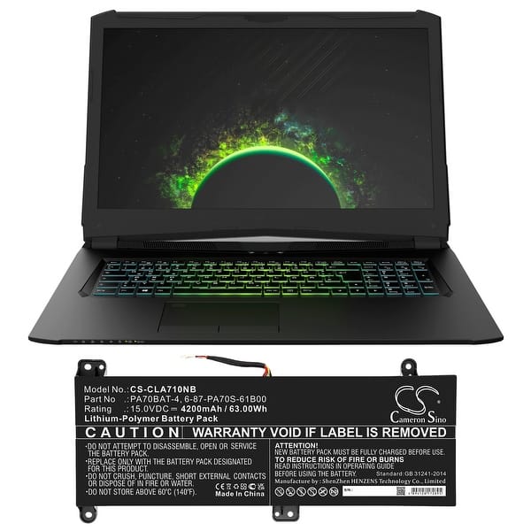 Battery for Hasee Schenker Clevo PowerSpec 1710 G97E PA70BAT-4 6-87 ...