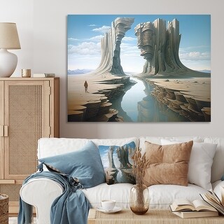 Designart "Mind-Blowing Surreal Landscape I" Surrealism Landscape Grey ...