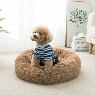 Soft Plush Pet Bed Velvet Round Donut Dog Bed - Bed Bath & Beyond ...