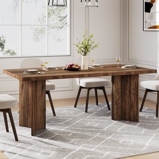 Farmhouse Wood Rectangular Dinner Dining Table for Kitchen Dining Room ...