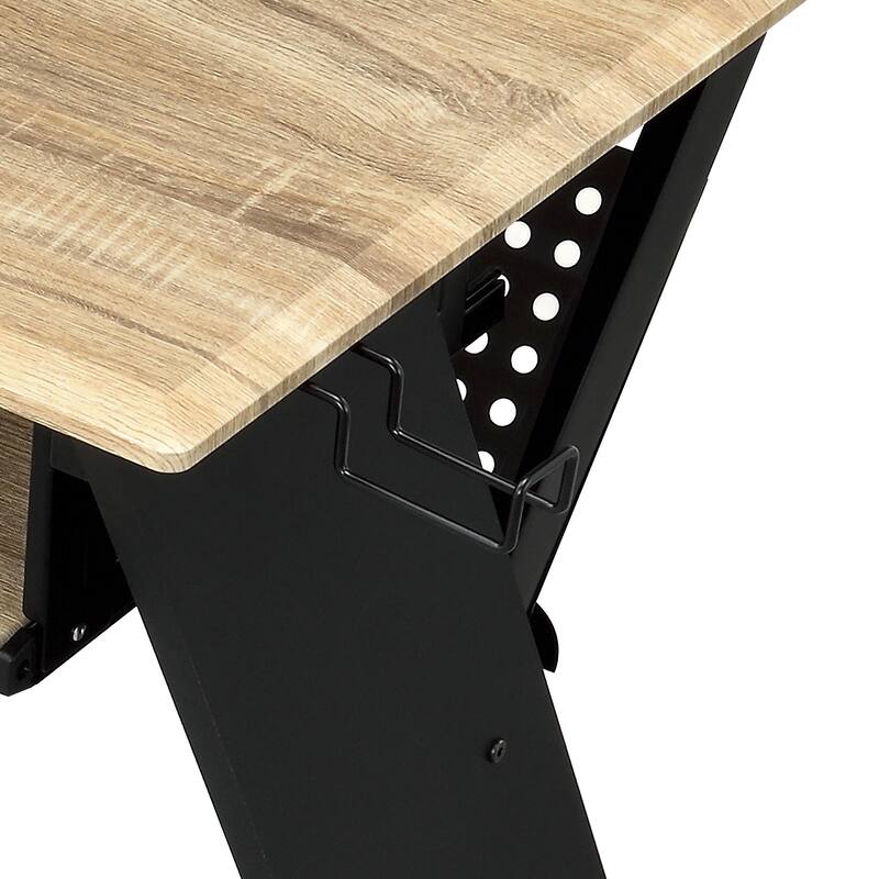 Music Desk Music Workstation With Pullout Keyboard Tray Multiple Pass Through Cable Holes And