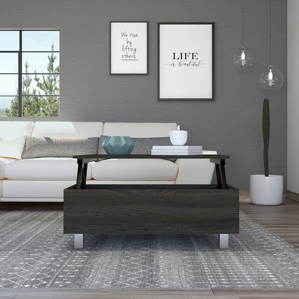 Rectangle Lift Top Coffee Table with Concealed Storage, Stainless Steel ...