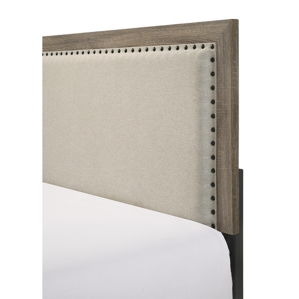 Linette 6 Piece Grey Contemporary Solid Wood And Veneers Fabric Panel ...