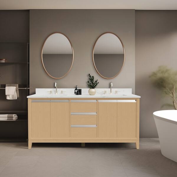 Vanity Art Bathroom Vanity with Ceramic Sink and Engineered Marble Top ...