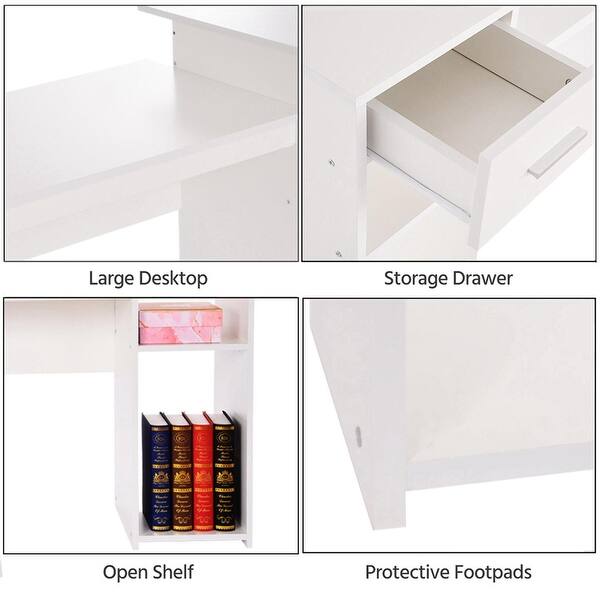 PC Study Table 43 Inch Computer Desk CPU Storage Simple Design Shelves ...
