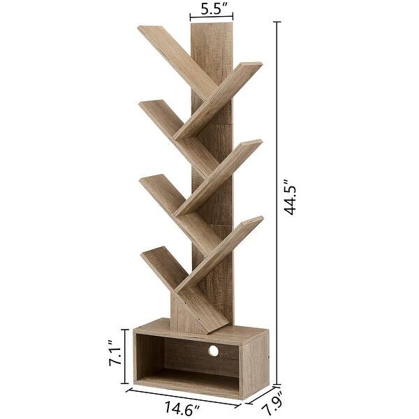 6 Tier Tree Bookshelf,Tall Bookcase with Drawer, Freestanding Book ...