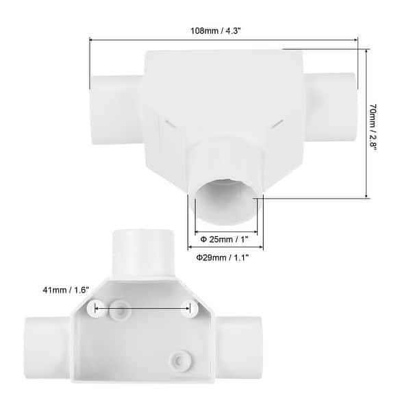 PVC Conduit Coupler T-Shaped Fittings 6mm Hole 25mm 3 Ways with Cover ...