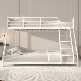 Metal Bunk Bed with Comfortable Rungs, Steel Bedframe, Twin over Full ...