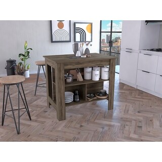 Cala Kitchen Island, Four Legs, Three Shelves -Dark Brown - Bed Bath ...