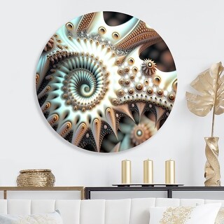 Designart 'Fractal Nucleus In White V' Modern Metal Round Wall Art ...