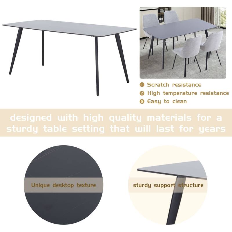 Modern Glam Ceramic Rectangle Dining Table with Marble Pattern - Overstock - 36369243