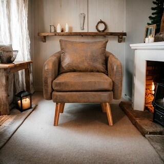 Microsuede Wood Frame Accent Arm Chair, Coffee - Bed Bath & Beyond ...