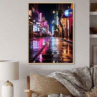 Designart "Pink Miami Nightlife Rhythm I" City Miami Framed Canvas Wall ...
