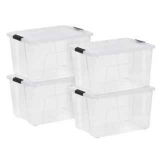IRIS USA® Buckled Clear Box 60 Qt Buckle Lid - Clear - Set of 4 - Bed ...