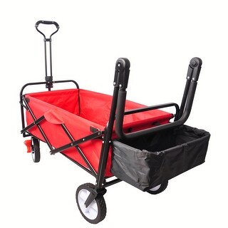 Heavy Duty Folding Wagon - Collapsible Outdoor Utility Wagon with Drink ...