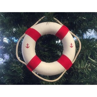Classic White Decorative Anchor Lifering With Bands Christmas Ornament ...
