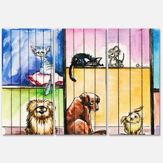Designart 'Sad Animals in the Pound' Animal Metal Wall Art - Bed Bath ...