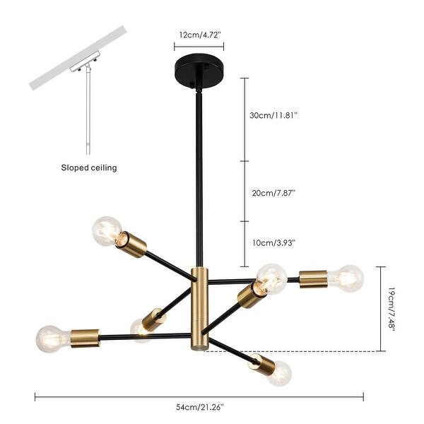 6/8/12-Light Mid-Century Modern Dimmable 2-Tiered Linear Sputnik ...