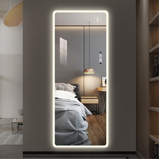 22 Inches Rectangular Framed Wall Mounted LED Full Length Mirror - 22 ...